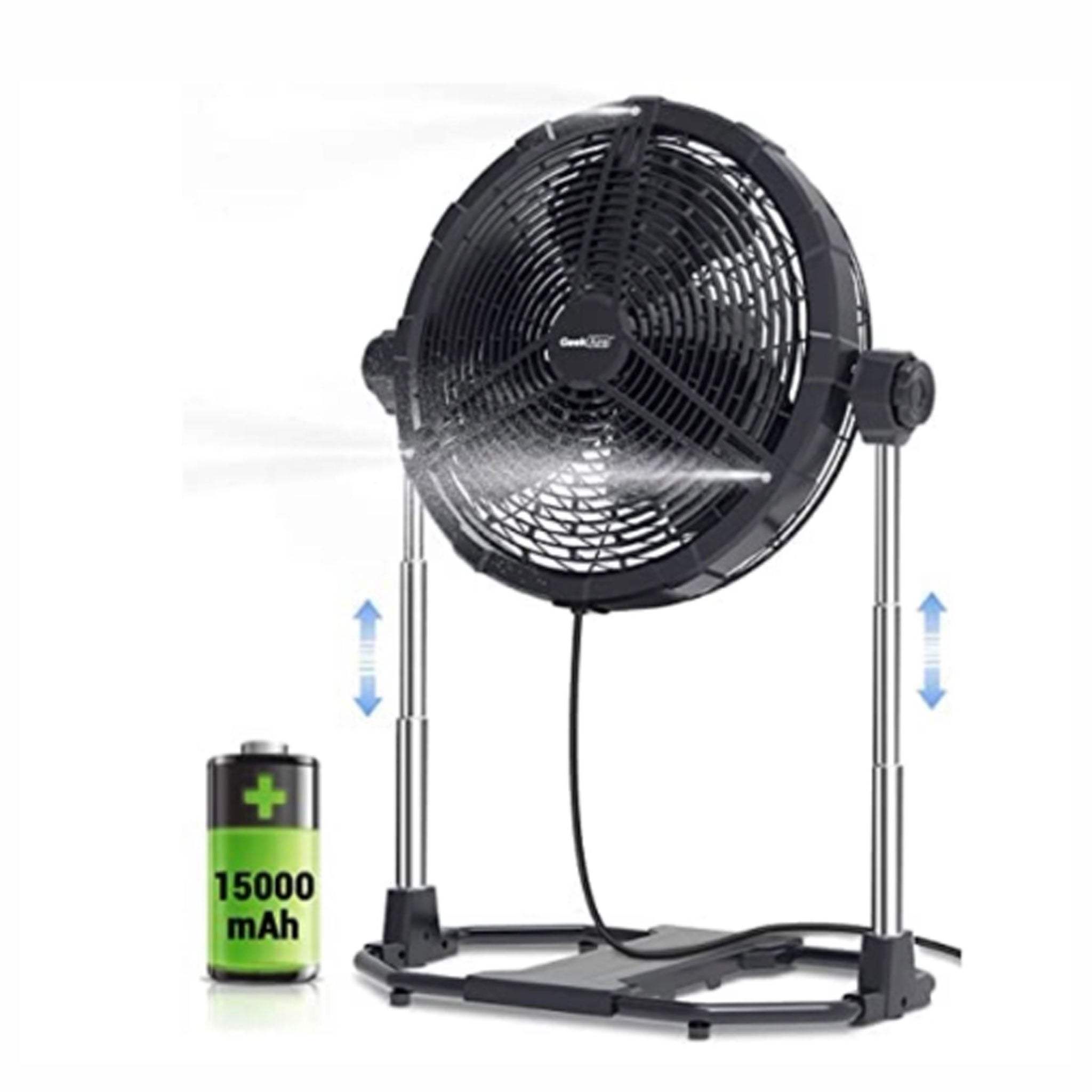 Geek Aire Battery Operated Fan with Adjustable Height and tilt, 16'' P ...